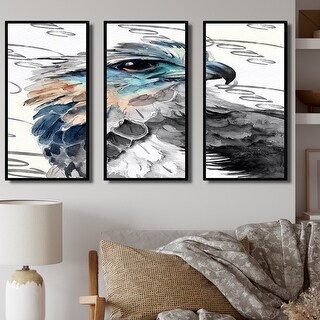 Designart "Eagle Head With Bright Eye" Traditional Framed Canvas Wall ...