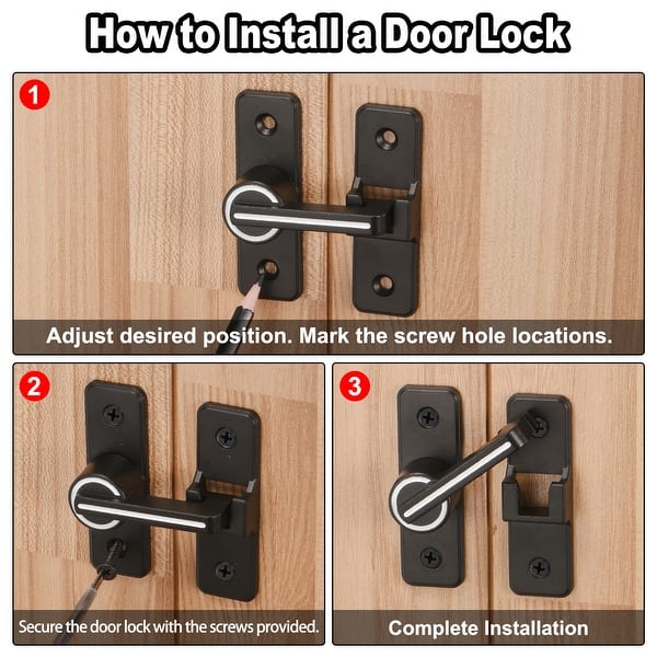 Barn Door Lock Sliding Barn Door Latch Lock 180 Degree Gate Latch Black ...