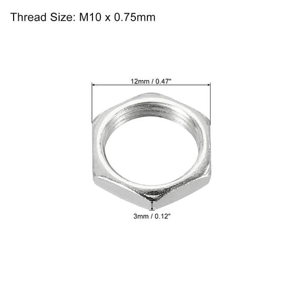 30pcs M10x0.75 Steel Hex Nuts Hardware Nuts Screw Bolt Fasteners 3mm High - Silver Tone - Bed ...