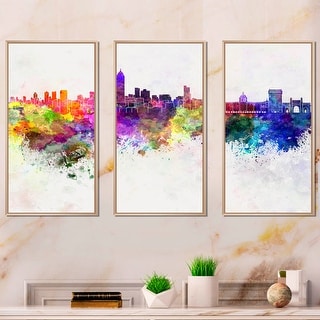 Designart "Mumbai Skyline" Cityscape Framed Artwork Set of 3 - 4 Colors ...