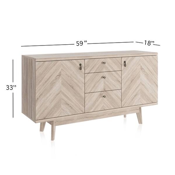 Living Skog Scandi Sideboard Buffet TV Stand with Drawers and Wooden ...