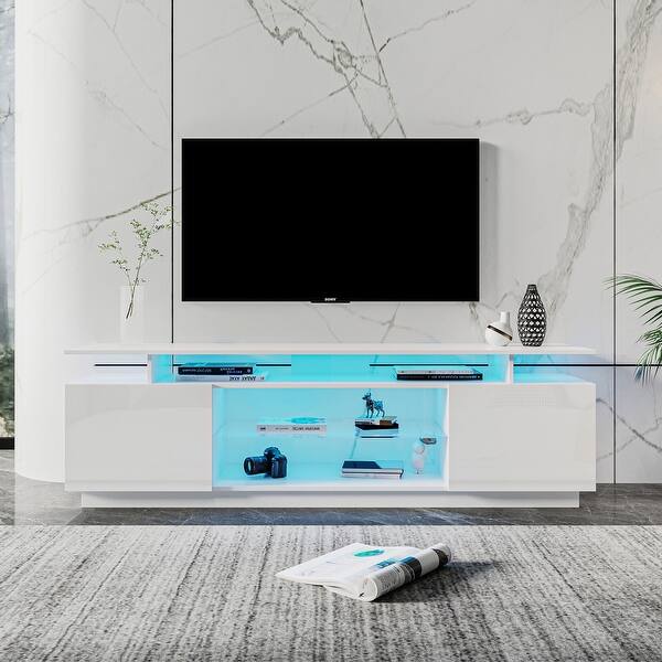 Modern 16-color LED 80-inch TV Stand Entertainment Center - Bed Bath ...