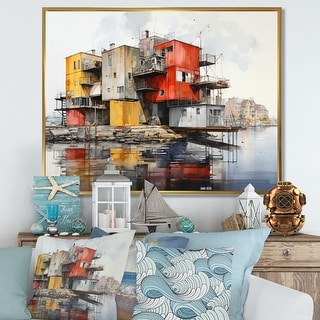 Designart "Port Urban Waterfront" Nautical & Beach Framed Wall Decor ...