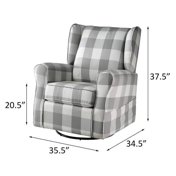 Alexis Grey and White Rolled Arm Swivel Chair with Glider - Bed Bath ...