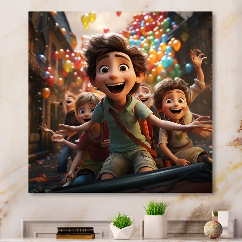 Designart "Animation At The Amusement Park II" Animation Metal Wall ...