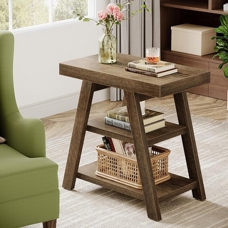 Small 3-Tier End Table with Storage, Vintage Wooden Side Table for ...