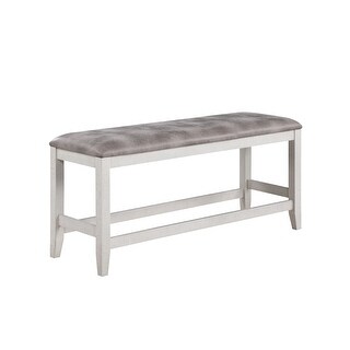 Jay 54 Inch Fabric Upholstered Counter Height Bench, White - Bed Bath ...