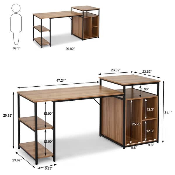 Writing Table Computer Desk Printer Stand Shelf Large Bookshelf Printer ...