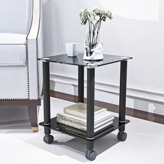 2-Tier Modern Multifunctional End Table,Side Table with Storage Shelve ...