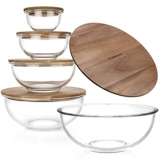 Glass Mixing Bowls Cute Collapsible Glass Bowls With Acacia Lids Food ...