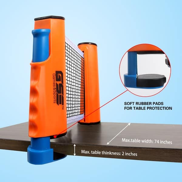 GSE™ Complete Portable Table Tennis Game Set with Retractable Ping Pong Net & Post, 2 Paddles ...