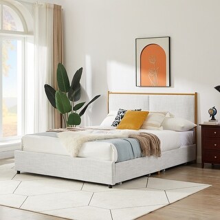 Full Size Classic Steamed Bread Shaped Backrest Bed With 4 Storage ...