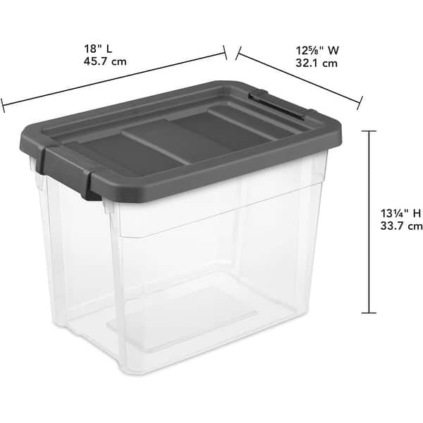 30 Quart Plastic Stacker Box, Lidded Storage Bin Container, 6-Pack ...