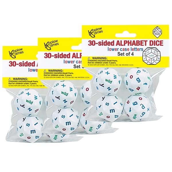 (3 Pk) 30-Sided Alphabet Dice 4 Colors - Bed Bath & Beyond - 28073065