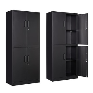 Metal Storage Locking Cabinet with 4 Doors and 2 Adjustable Shelves,71 ...