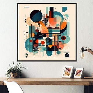 Designart "Orange And Blue Contemplative Space Ii" Minimalism Framed ...