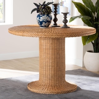 Farrow Bohemian Braided Light Honey Rattan Dining Table - Light Honey ...