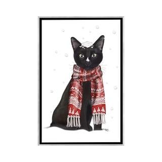 iCanvas "Black Cat, Red Scarf" by Fab Funky Framed - Bed Bath & Beyond ...
