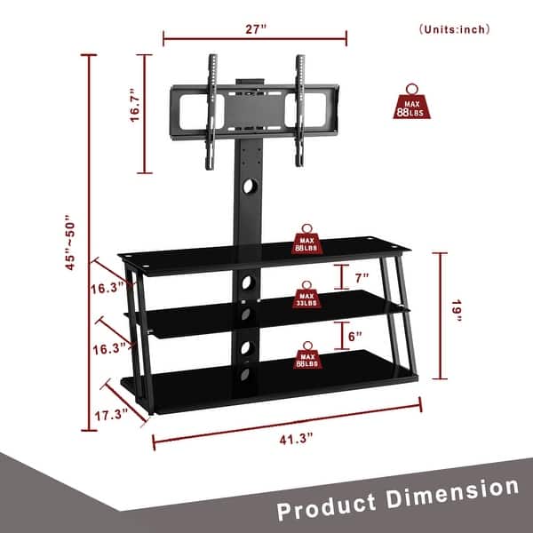 Multi-Function Angle And Height Adjustable Tempered Glass TV Stand ...