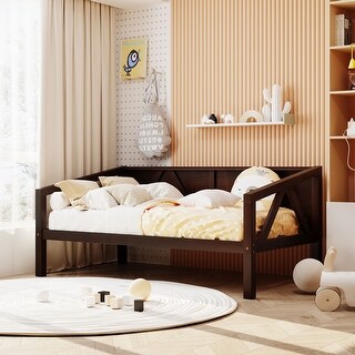 Twin Size Daybed: Solid Wood Slats, Sturdy Triangle Structure for Sofa ...