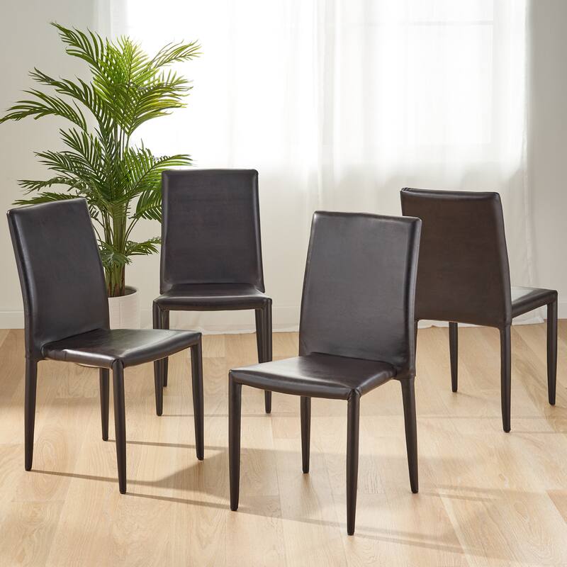 Comstock Bonded Leather Stackable Dining Chairs (Set of 4) by ...