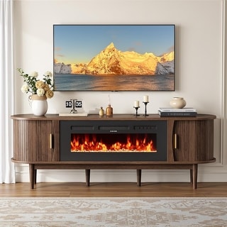 70″ Fluted Fireplace TV Stand for 80″ TVs, Remote & Touch Control ...