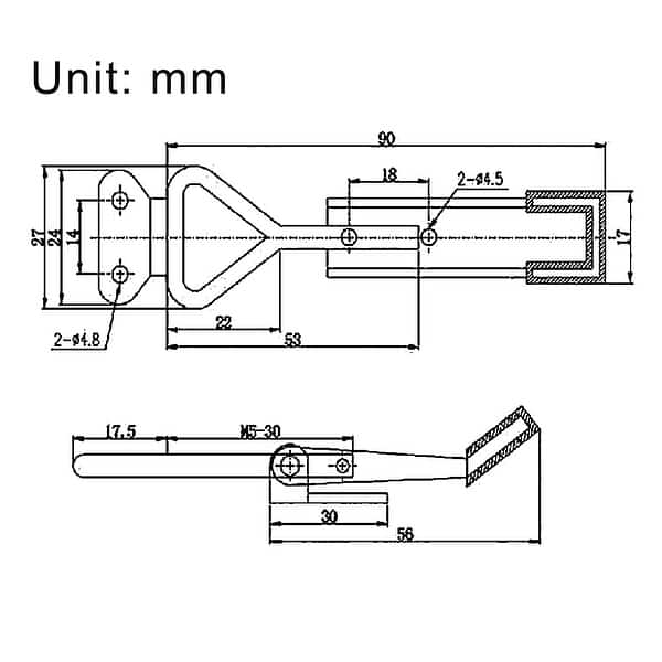 Pull Button Triangle Lever Latch Type Toggle Clamp 220 lbs Capacity ...