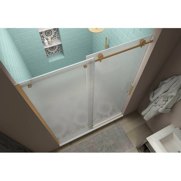 Coraline XL 68 - 72 in. x 80 in. Frameless Sliding Shower Door with Ultra-Bright Frosted Glass ...