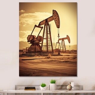 Designart "Vintage Oil Drilling Rig Horizon" Oil Rigs / Fields Wall Art ...