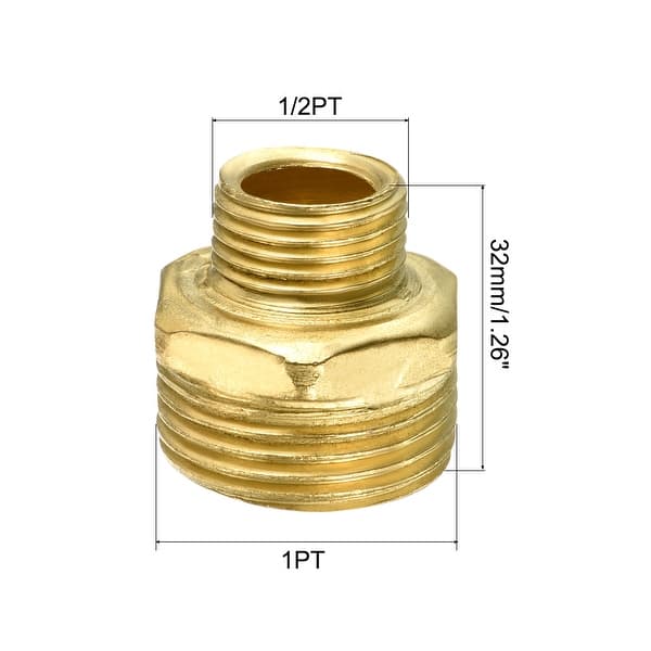 Pipe Fitting 1PT to 1/2PT Male Hex Extension Reducing Connector - Gold ...