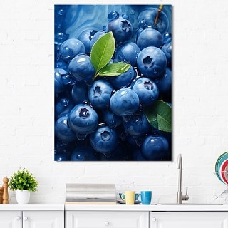 Designart "Celestial Cyan Blueberry Bliss Fruit II" Fruits Wall Art ...