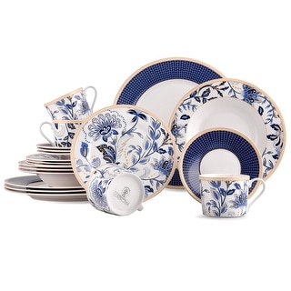 STP Goods Melody of Flowers Bone China Dinnerware Set of 20 for 4 pers ...