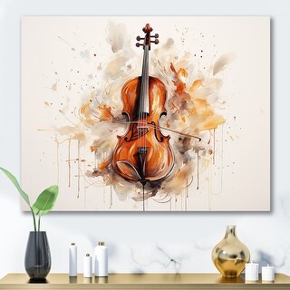 Designart "Cello Contour Rich Brown III" Music Wall Art - Bed Bath ...