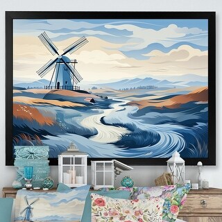 Designart "Holland Wind Turbine Meadows I" Wind Turbines Blue Wall ...