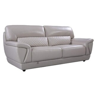 Leather Upholstered Wooden Sofa with Attached Lumbar Cushion, Gray ...