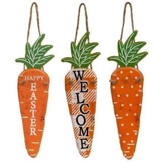 Easter Carrots Hanging Metal Sign 3 Asstd. - H- 0.25 in. W - 3.00 in. L ...