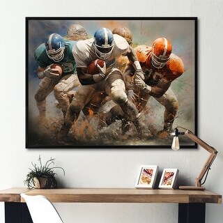 Designart "Football Strategic Interplay II" Sports Framed Wall Art ...