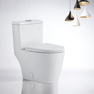 28" Ceramic Dual Flush Elongated One Piece Toilet with Soft Close Seat ...