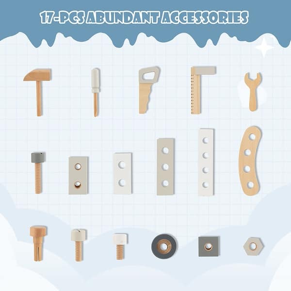 Gymax Kids Wooden Play Tool Workbench Workshop Table Pretend Play with ...