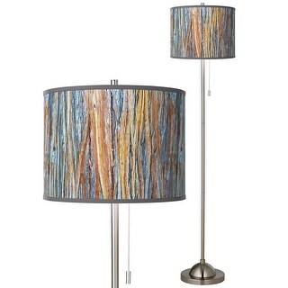 Striking Bark Brushed Nickel Pull Chain Floor Lamp - 13" x 62" - Bed ...