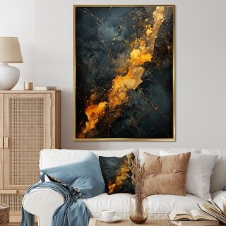 Designart "Golden Grid Power Lines City" Power Lines Framed Canvas Wall ...