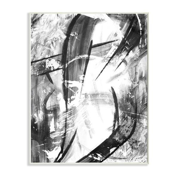 Stupell Dramatic Abstract Lines Black and White Design Wood Wall Art ...