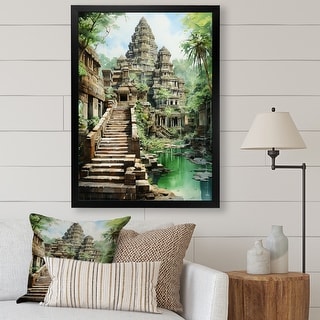 Designart "Asian Art Journey To Angkor IV" Asian Art Framed Canvas Art ...
