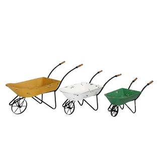 VIP Metal 33 in. Multicolor Metal Garden Wheelbarrow Set of 3 - Bed ...