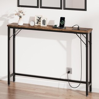 5.9" Narrow Console Table with Outlets for Living Room - Bed Bath ...