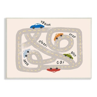 Stupell Kid's Cartoon Car Road Map Fun Playful Streets Wood Wall Art ...