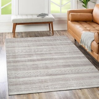 The Rug Collective Mojave Lines Desert Beige - Machine Washable Area ...