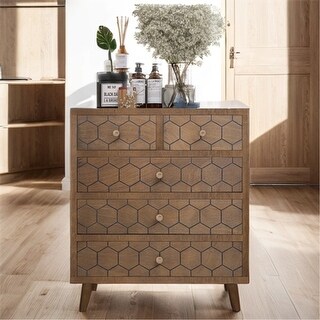 MDF Accent Drawer with Abstract Carvings and 5 Drawers - Bed Bath ...