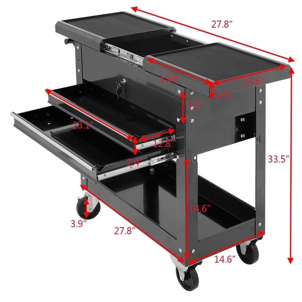 Rolling Mechanics Tool Cart Slide Top Utility Storage Cabinet Organizer ...