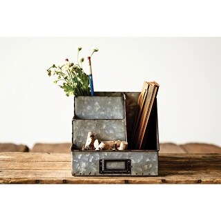 Metal Desk Organizer with 4 Compartments in Galvanized Finish - Bed ...
